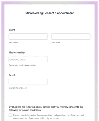 Microblading Consent & Appointment Form Template | Jotform