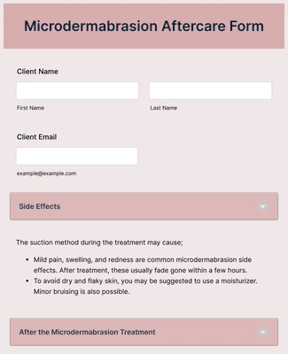 Microdermabrasion Aftercare Form Template | Jotform