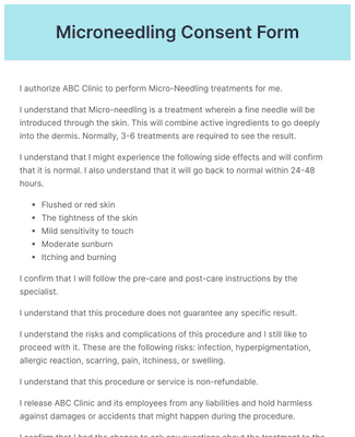 Microneedling Consent Form Template | Jotform