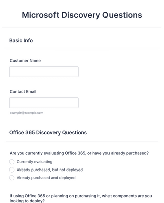 Microsoft Discovery Questions Form Template | Jotform