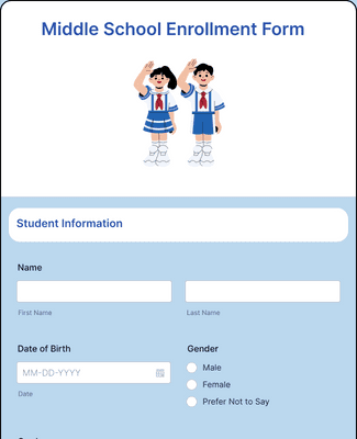 Middle School Enrollment Form Template | Jotform