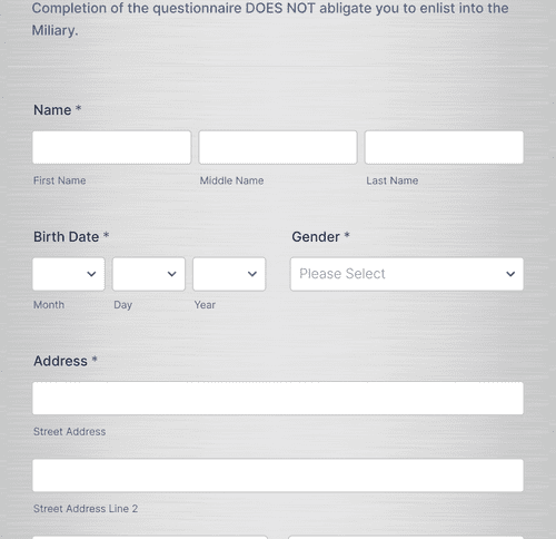 Military Questionnaire Form Template | Jotform