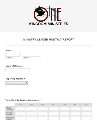 Ministry Leader Monthly Report Form Template | Jotform