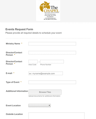 Ministry Of Operations Event Request Form Template | Jotform