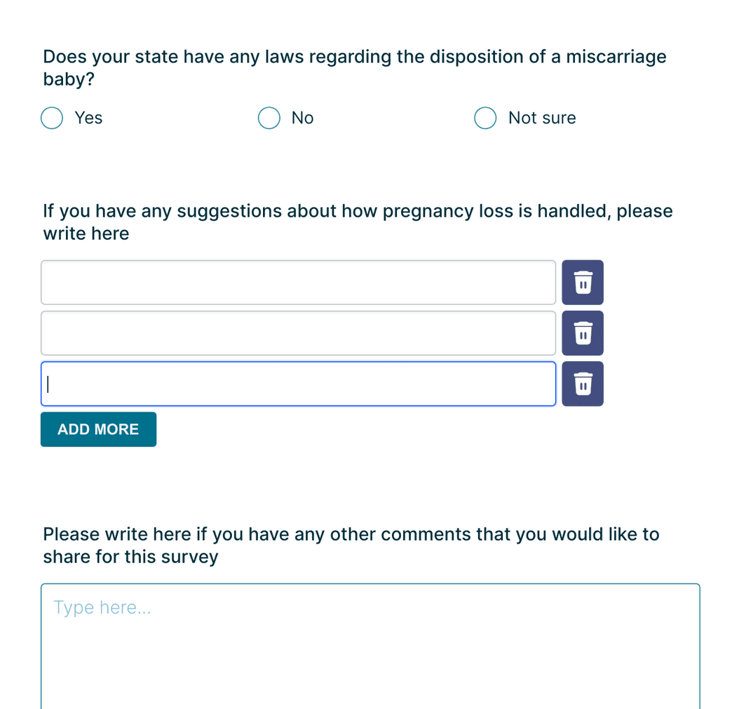 Miscarriage Survey Form Template | Jotform