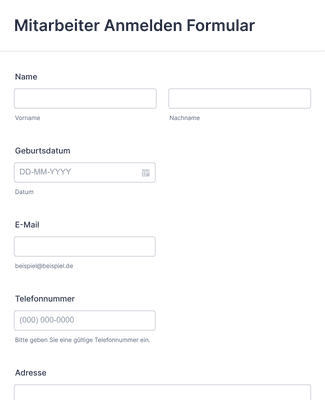 Mitarbeiter Anmelden Formular Formularvorlage | Jotform