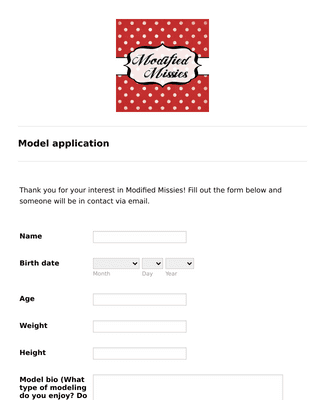 Model Application 2 Form Template | Jotform