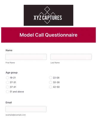 Model Call Questionnaire Form Template | Jotform