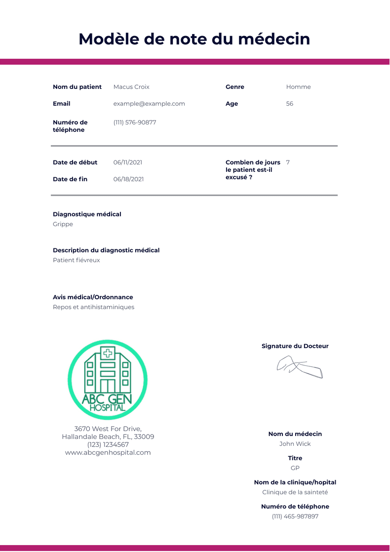 Modèle de note du médecin - Modèles de PDF | Jotform