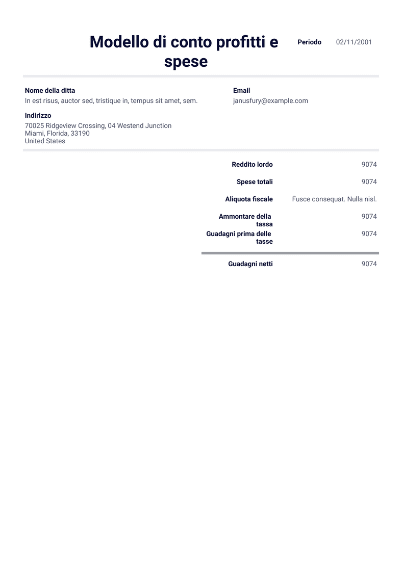 Modello di conto profitti e spese - Template PDF | Jotform