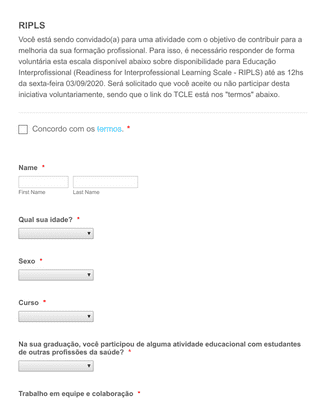 modelo RIPLS Modelo de Formulário | Jotform