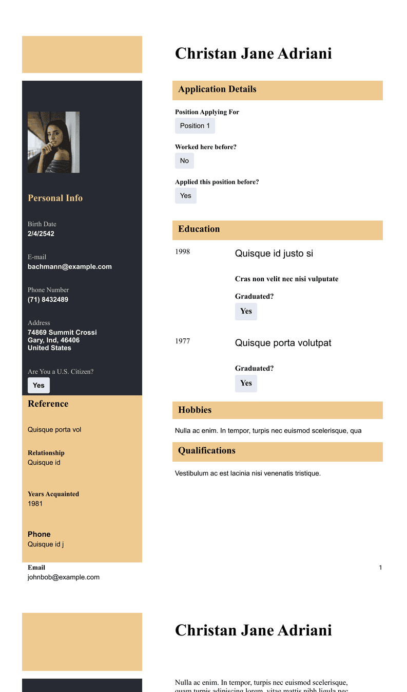 Modern Resume Template - PDF Templates | Jotform