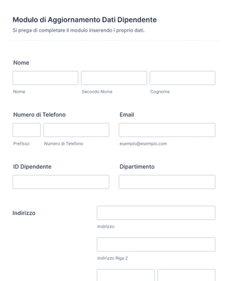 Modulo di Aggiornamento Dati Dipendente Template Modulo | Jotform