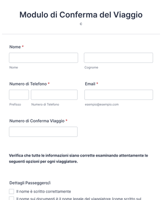 Modulo di Conferma del Viaggio Template Modulo | Jotform