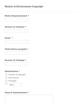 Modulo di Dichiarazione Copyright Template Modulo | Jotform