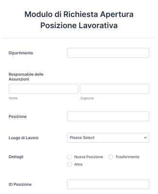 Modulo di Richiesta Apertura Posizione Lavorativa Template Modulo | Jotform