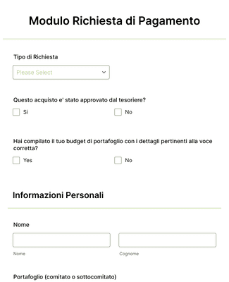 Modulo di Richiesta Pagamento Template Modulo | Jotform