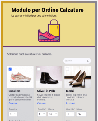 Modulo per Ordine Calzature Template Modulo | Jotform