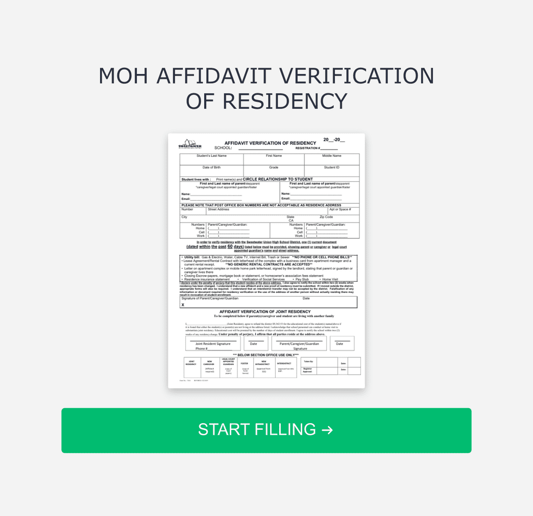 MOH AFFIDAVIT VERIFICATION OF RESIDENCY Form Template | Jotform