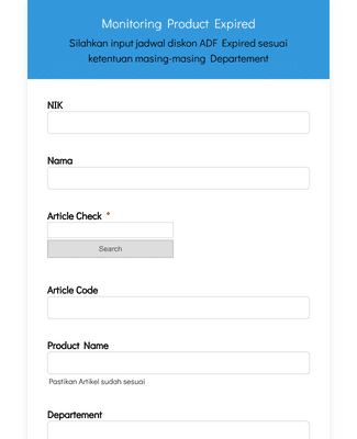 Monitoring Product Expired Template Formulir | Jotform