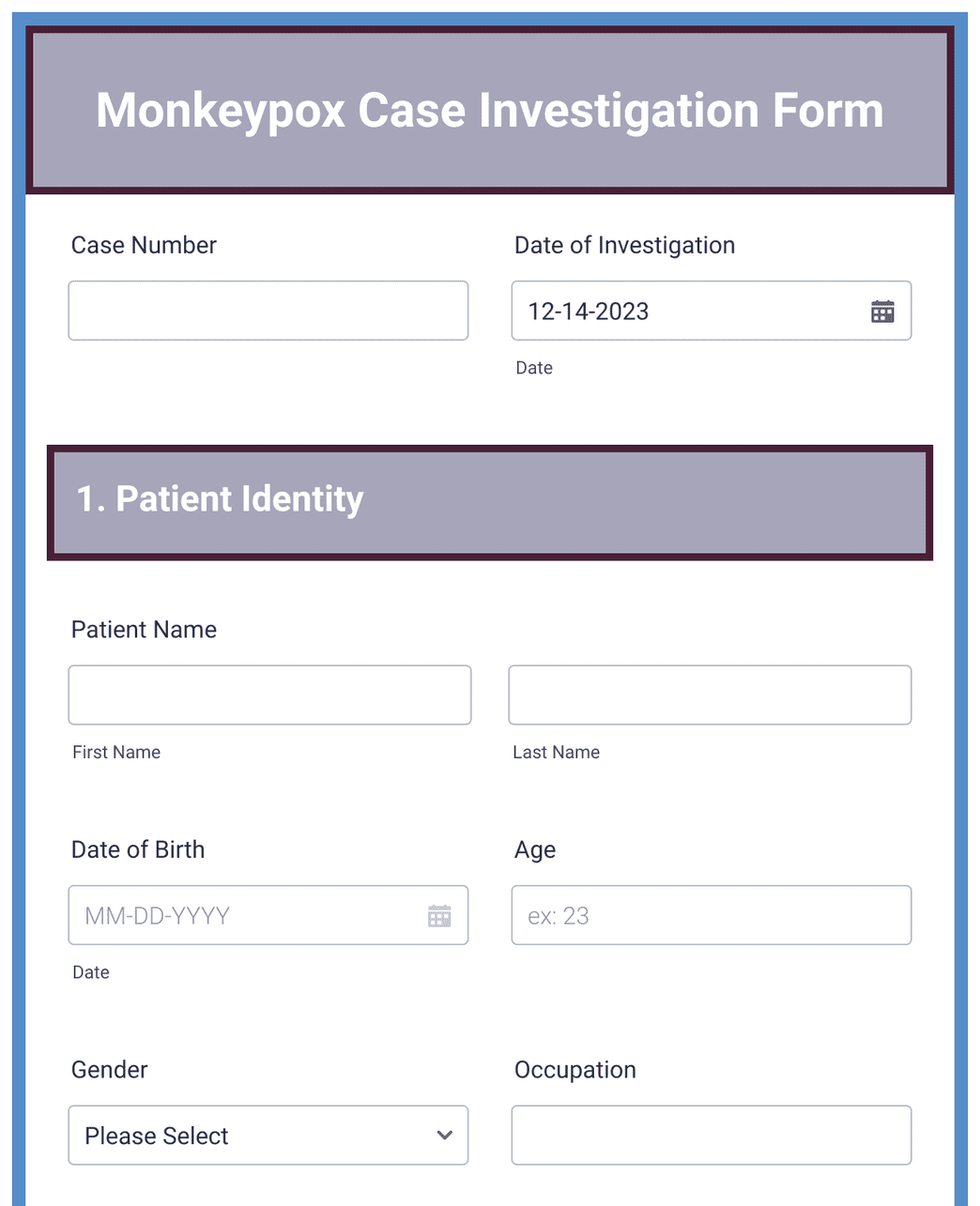 Monkeypox Investigation Form Template | Jotform