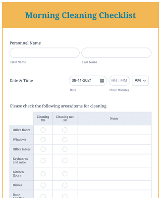 Morning Cleaning Checklist Form Template | Jotform