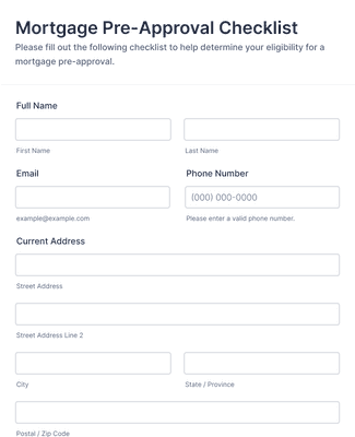 Mortgage Pre-Approval Checklist Form Template | Jotform