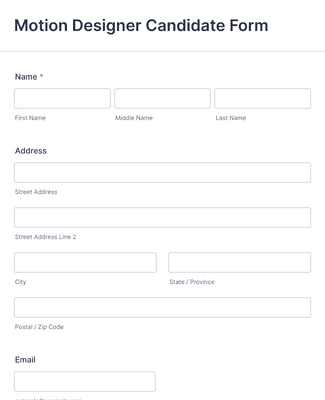 Motion Designer Candidate Form Template | Jotform