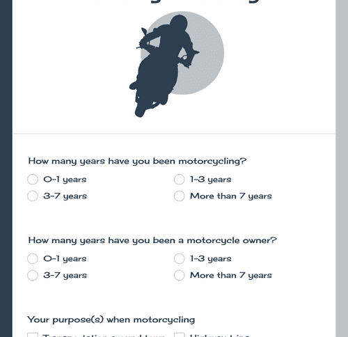 Motorcycle Survey Form Template | Jotform