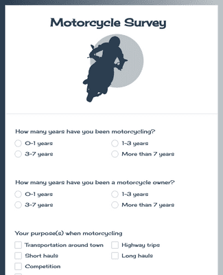 Motorcycle Survey Form Template | Jotform