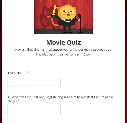 Movie Quiz Template Form Template | Jotform