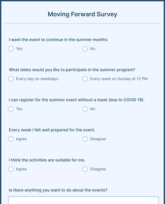 Moving Forward Survey Form Template | Jotform