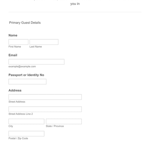 Moya Guest Registration Form Template | Jotform