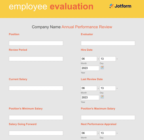 Individual Evaluation Form Template | Jotform