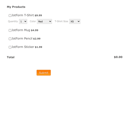 Multiple Products Order Form Template | Jotform