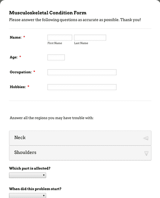 Musculoskeletal Condition Form Template | Jotform