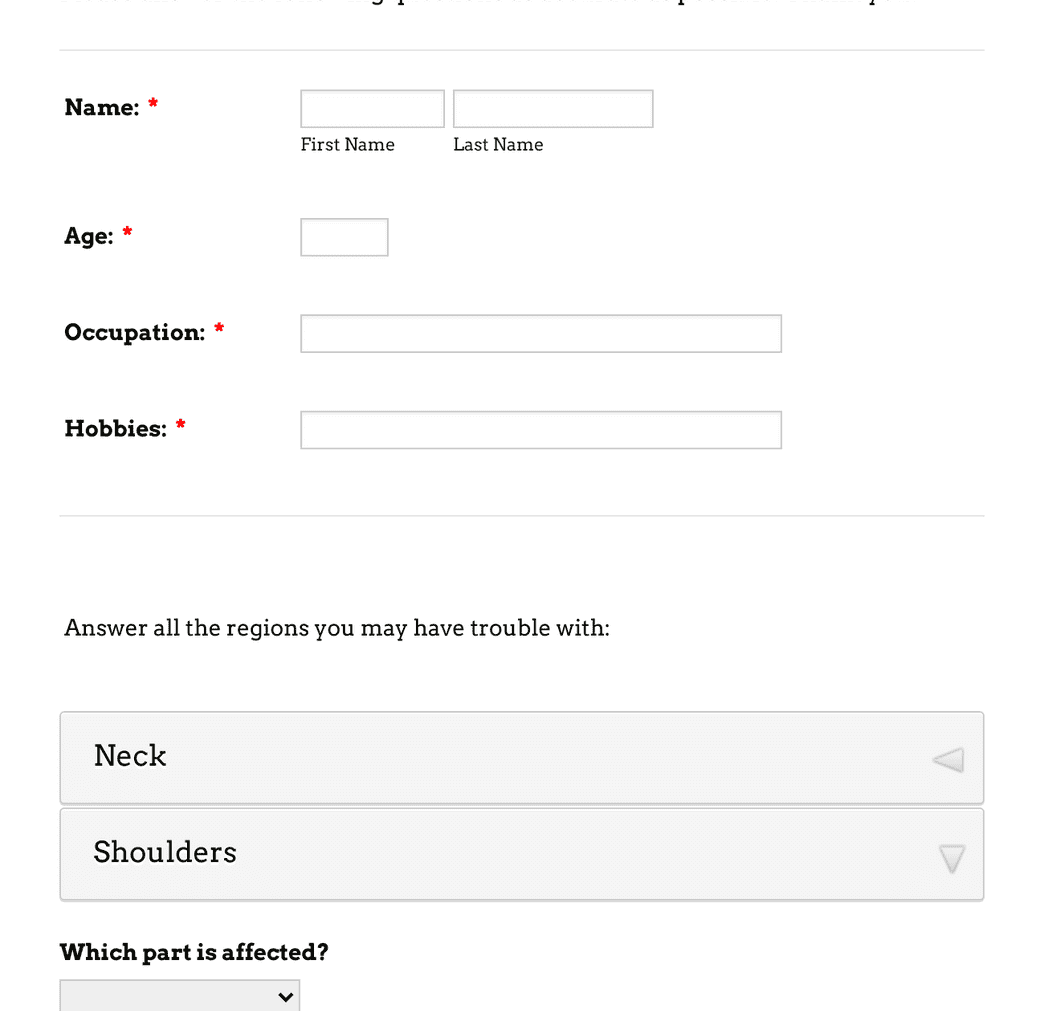 Musculoskeletal Condition Form Template | Jotform