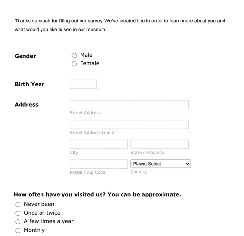 Museum Survey Form Template | Jotform