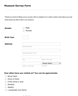 Museum Survey Form Template | Jotform