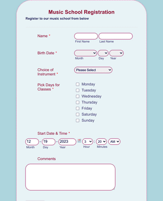Music School Enrollment Form Template | Jotform