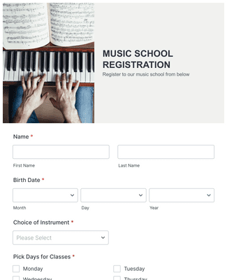 Music School Registration Form Template | Jotform