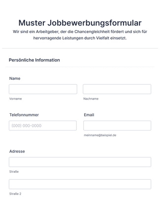 Muster Jobbewerbungsformular Formularvorlage | Jotform