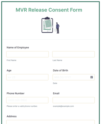MVR Release Consent Form Template | Jotform