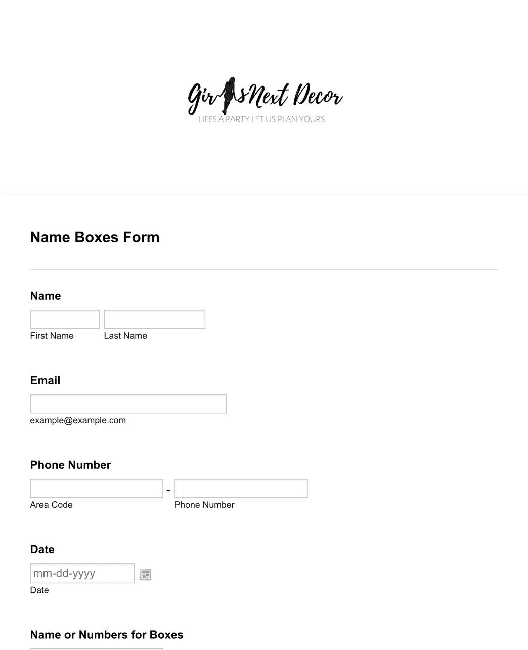 Name Boxes Form Template | Jotform