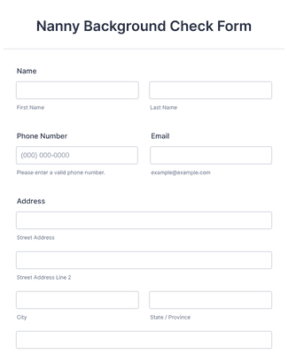 Nanny Background Check Form Template | Jotform
