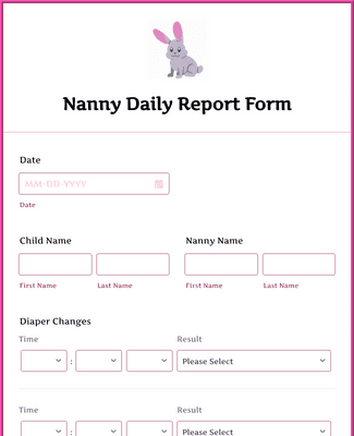Nanny Daily Report Form Template | Jotform