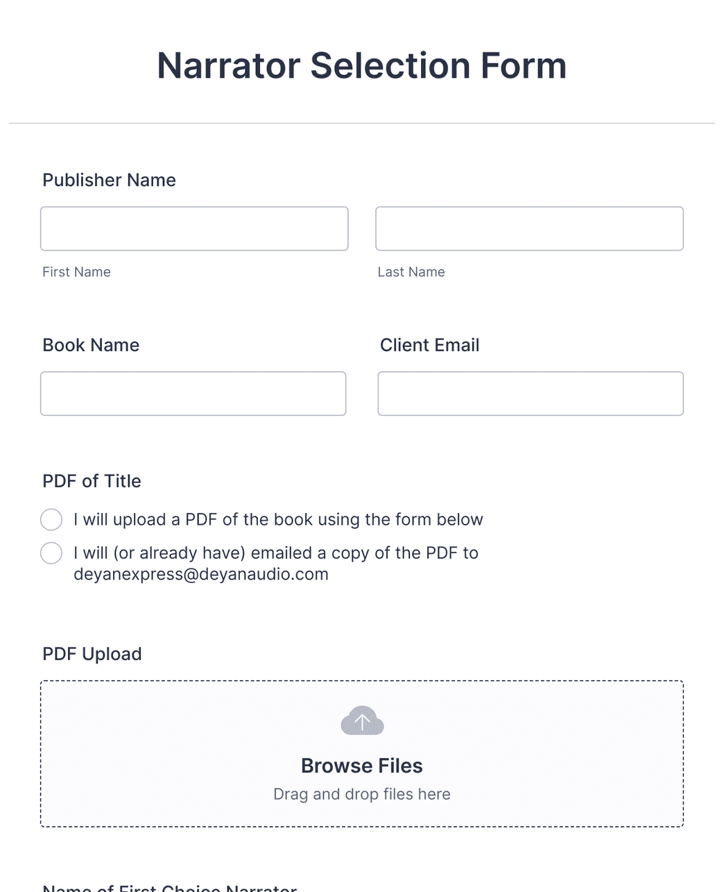 Narrator Selection Form Template | Jotform