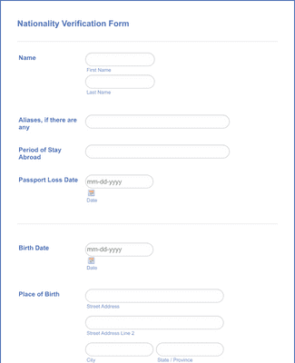 Nationality Verification Form Template | Jotform