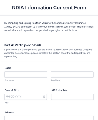 NDIA Information Consent Form Template | Jotform