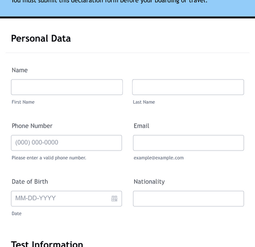 Negative Test Declaration Form Template | Jotform